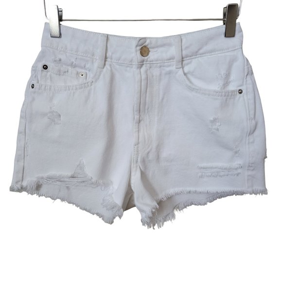 Zara | Shorts | Zara Authentic Denim Trf Frayed Cutoff Distressed High ...